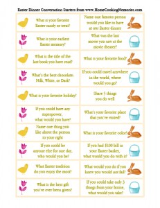 Free Printable: Easter Dinner Conversation Starters - Home Cooking Memories